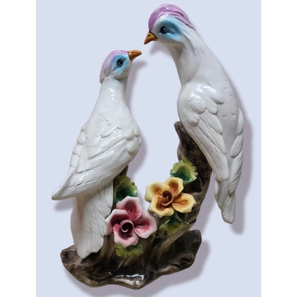 Capodimonte | Accents | Large Capodimonte Love Birds On Branch With ...